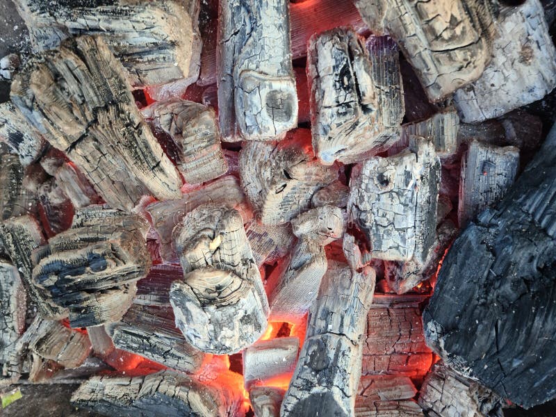 Actively Smoldering Coals of Fire in Barbecue Stock Photo - Image of ...