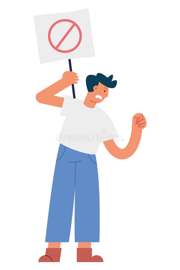 Activist with cartel stock vector. Illustration of action - 291803143