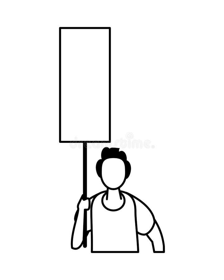 Activist Man with Protest Banner Stock Vector - Illustration of ...