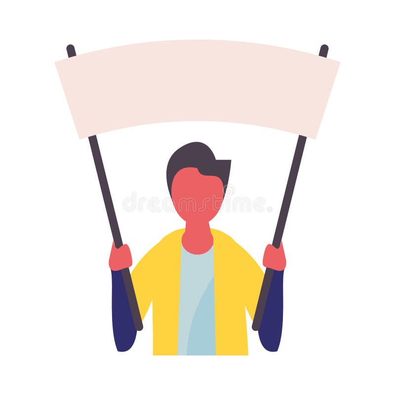 Activist Man with Protest Banner Stock Vector - Illustration of holding ...