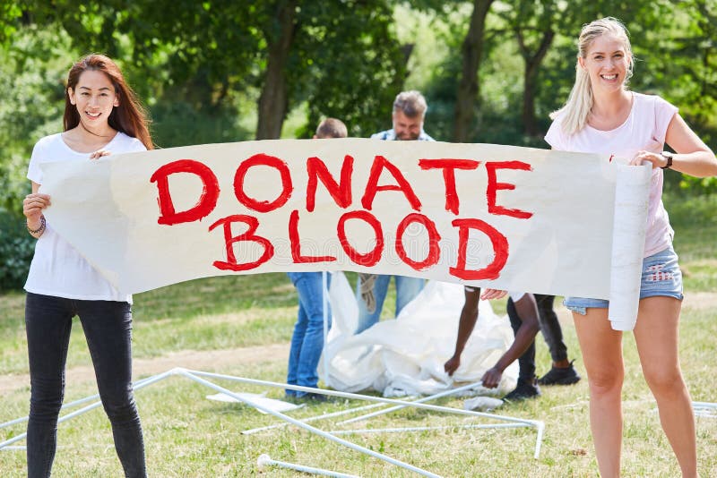 Activists Call for a Blood Donation Stock Image - Image of volunteer ...