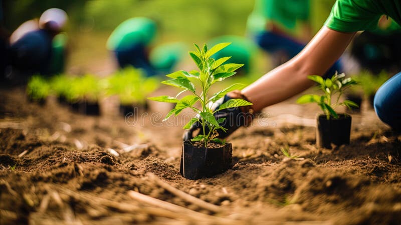 Activists in the Green Future: a Close Plan for Planting Trees Stock ...