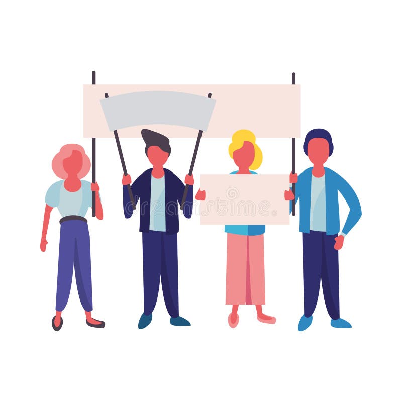 Activists People with Protest Banners Stock Vector - Illustration of ...