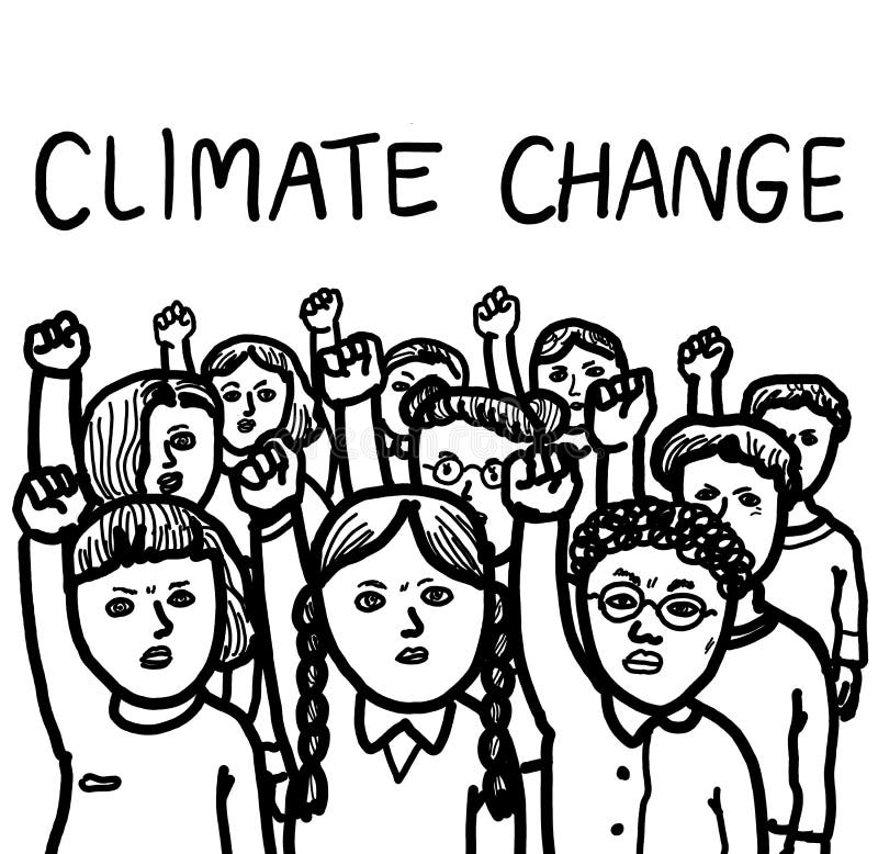 Activists Protest Climate Change Stock Illustration - Illustration of ...