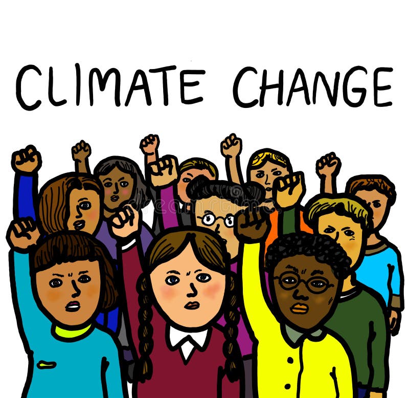 Activists Protest Climate Change Stock Illustration - Illustration of ...