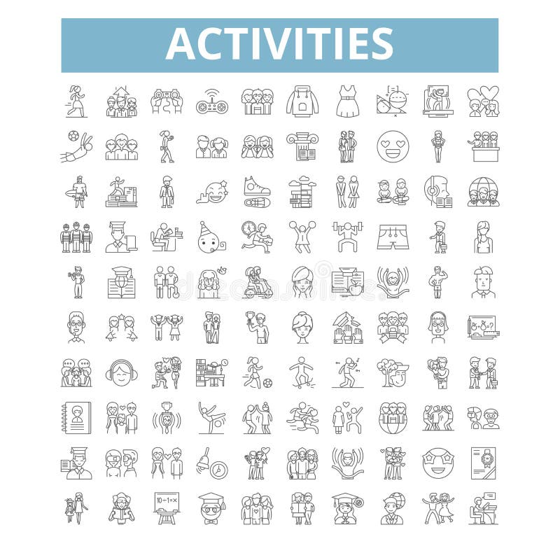 Activities Icons, Line Symbols, Web Signs, Vector Set, Isolated ...
