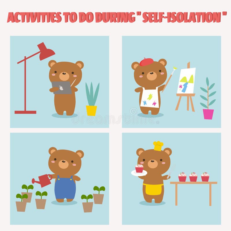 Activities during Self-isolation. Covid-19 Stock Vector - Illustration ...