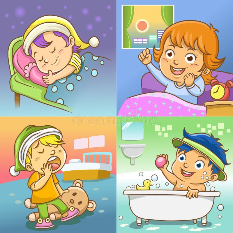 Daily activities stock vector. Illustration of sleep - 49074130