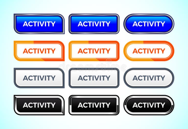 Activity Button Set of Different Shapes and Colors. Suitable for Mobile ...