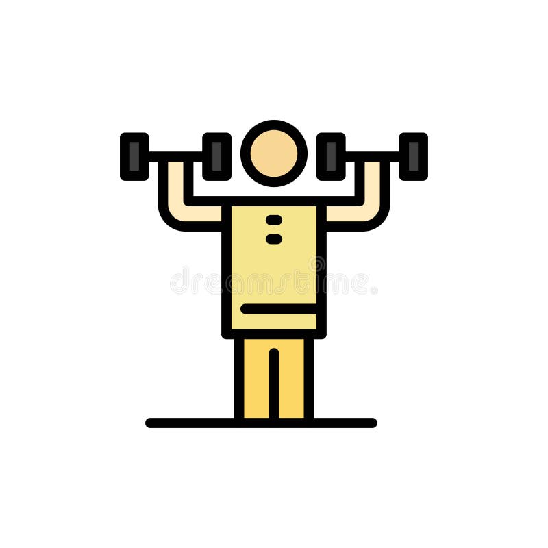 Activity, Discipline, Human, Physical, Strength Flat Color Icon. Vector ...