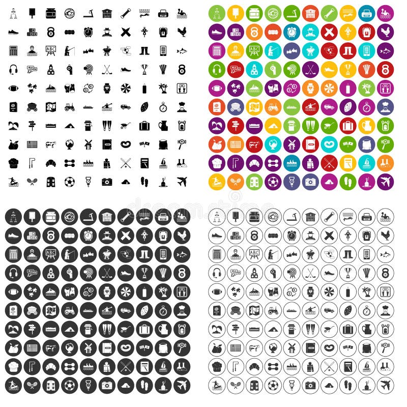 100 Activity Icons Set Vector Variant Stock Vector - Illustration of ...