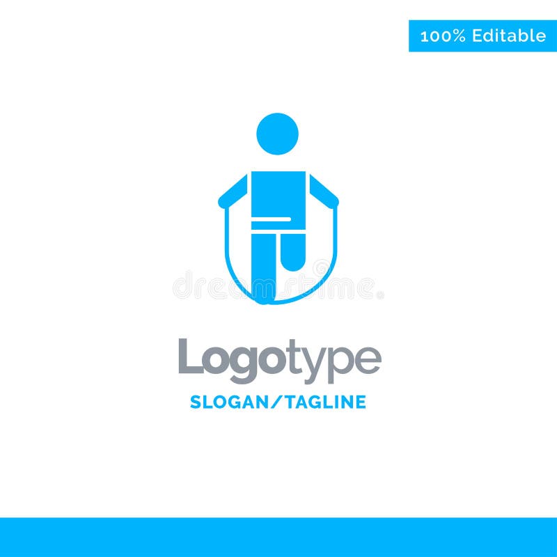 Activity, Jump, Jumping, Rope, Skipping Blue Solid Logo Template. Place ...