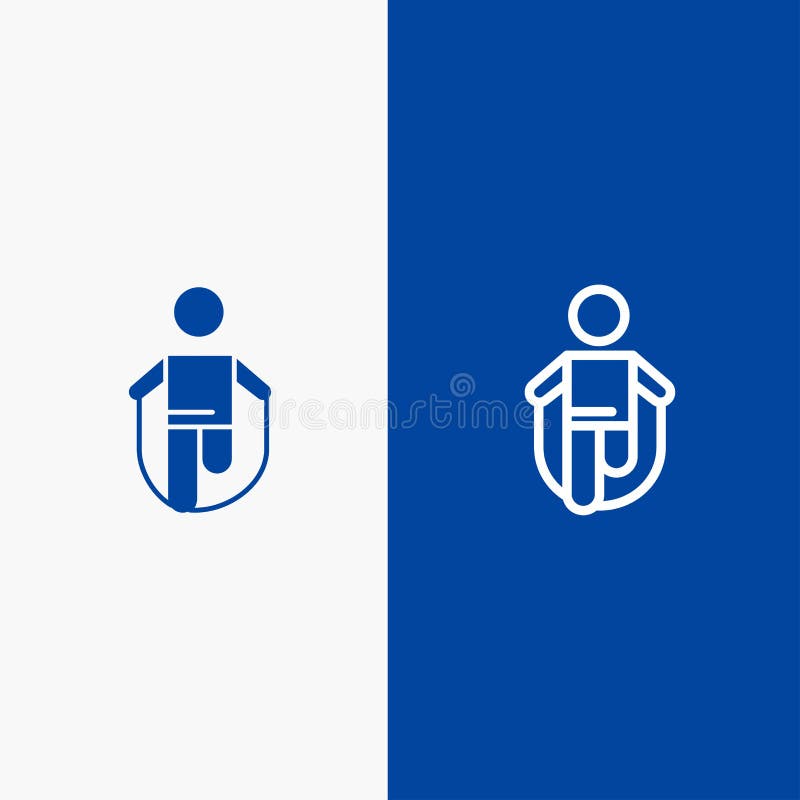 Activity, Jump, Jumping, Rope, Skipping Line and Glyph Solid Icon Blue ...