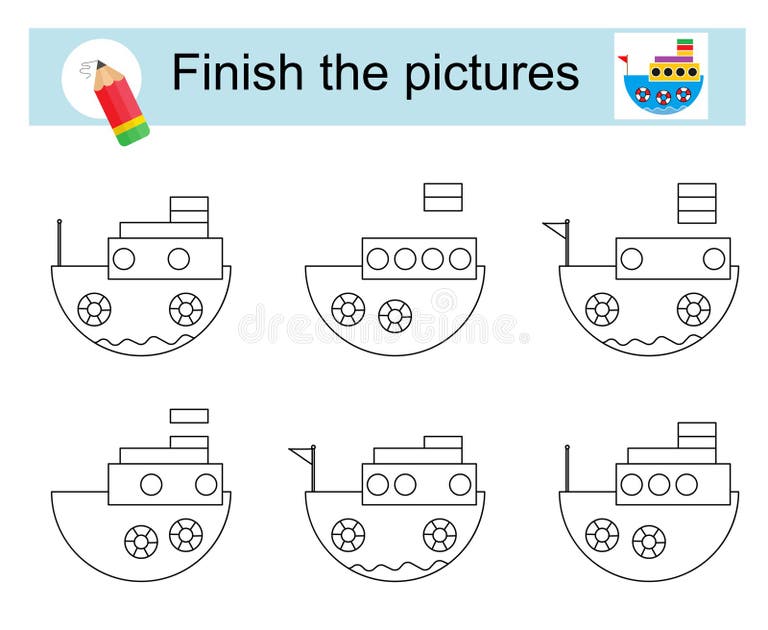 Activity for Kids. Finish the Pictures so that they All Look the Same ...