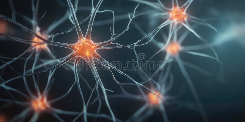 Activity of Neurons in the Brain Stock Illustration - Illustration of ...