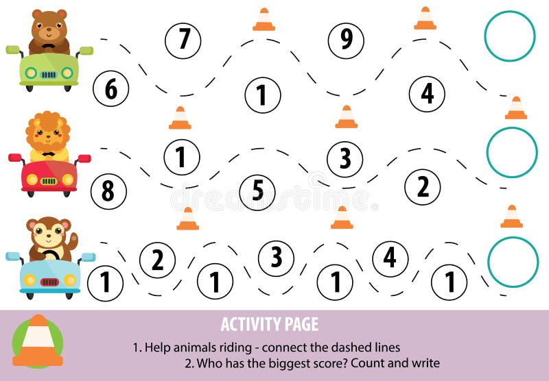 Activity Page for Children. Handwriting Practice and Mathematics ...