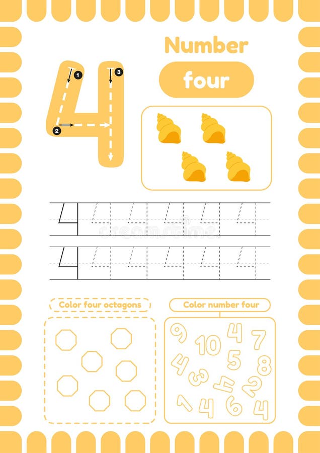 Activity Page with Many Exercises for Kids, Coloring Figures. Trace ...