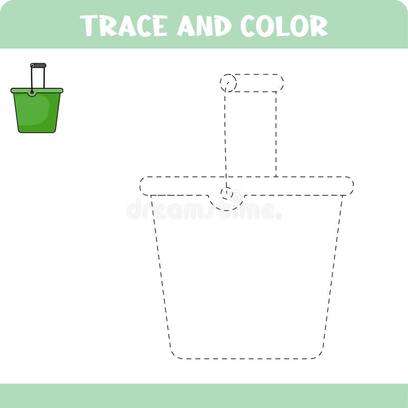 Activity Page with Tracing Practice. Trace and Color Bucket for ...