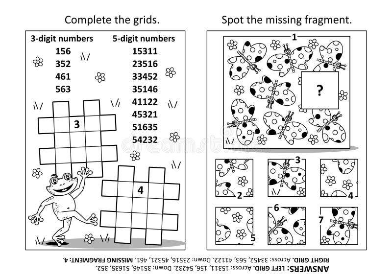 Activity Page with Two Games. Crossword Puzzle with Numbers. Spot the ... Activity Page with Two Games. Crossword Puzzle with Numbers. Spot the ...