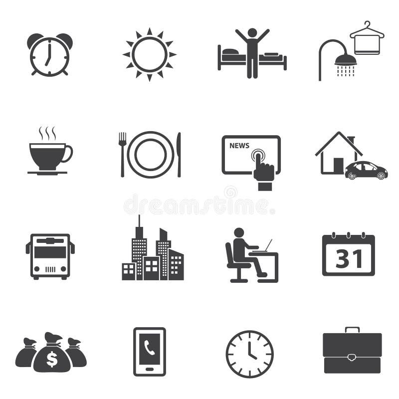 Time with daily Routine Icon Set Stock Vector - Illustration of symbol ...