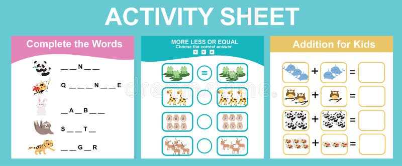 Activity Sheet for Children. Counting Animals, Complete the Words ...