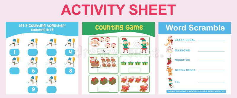 3 in 1 Activity Sheet for Children. Counting and Writing Activity ...