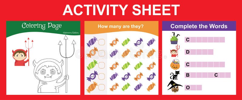 Bundle Activity Worksheet for Toddlers with Halloween Theme. Cute ...