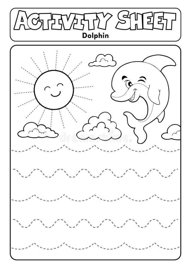 Activity Sheet Dolphin Theme 1 Stock Vector - Illustration of mammal ...