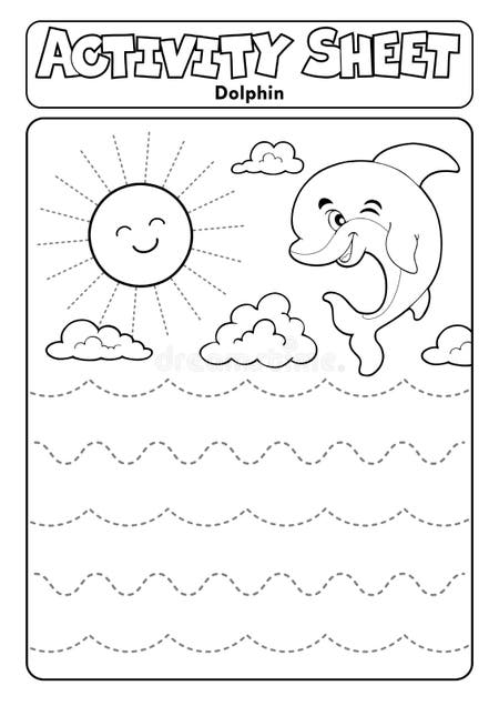 Activity Sheet Dolphin Theme 1 Stock Vector - Illustration of mammal ...