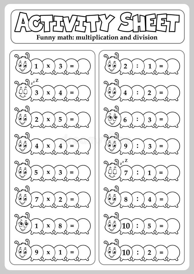 Activity Sheet Math Theme 4 Stock Vector - Illustration of division ...