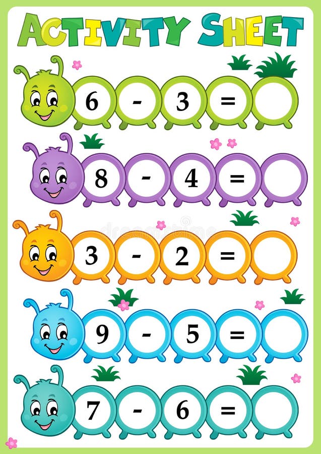 Activity Sheet Math Theme 2 Stock Vector - Illustration of learning ...
