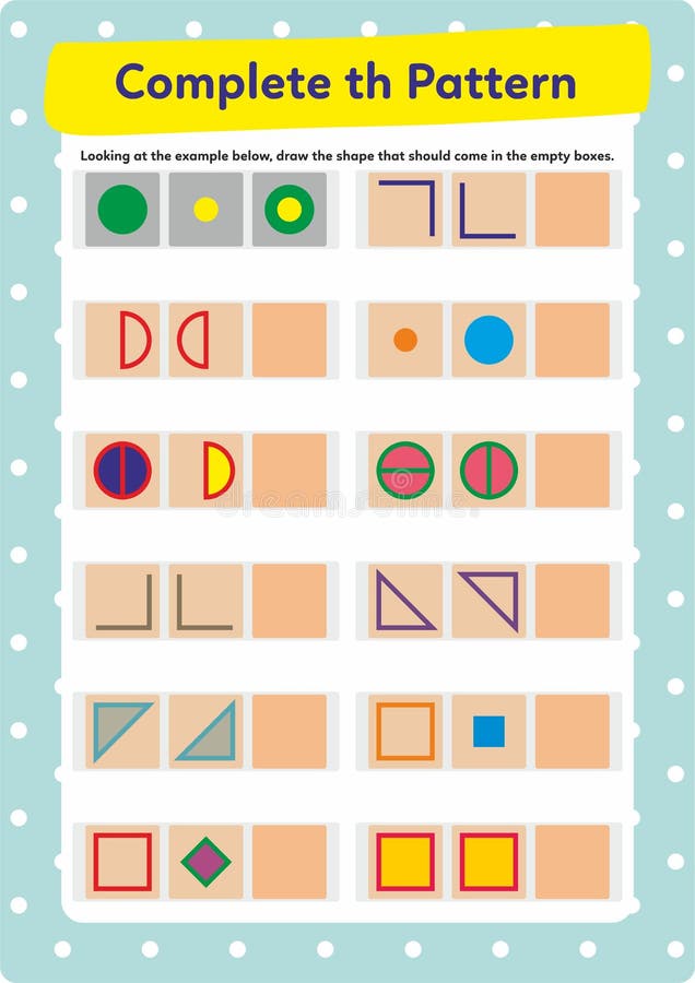 Activity To Complete the Pattern Stock Illustration - Illustration of ...