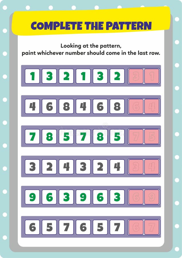 Activity To Complete the Pattern Stock Illustration - Illustration of ...