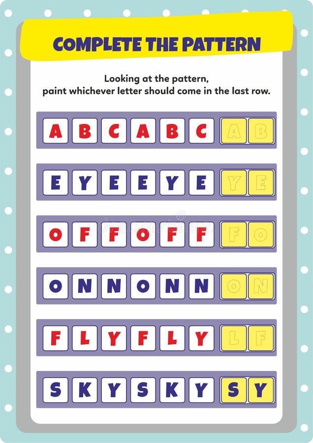 Activity To Complete the Pattern Stock Illustration - Illustration of ...