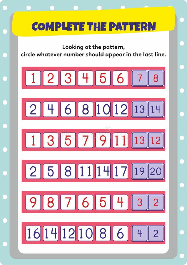 Activity To Complete the Pattern Stock Illustration - Illustration of ...