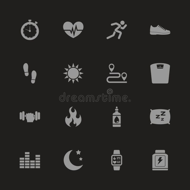 Activity Tracking - Flat Vector Icons Stock Vector - Illustration of ...