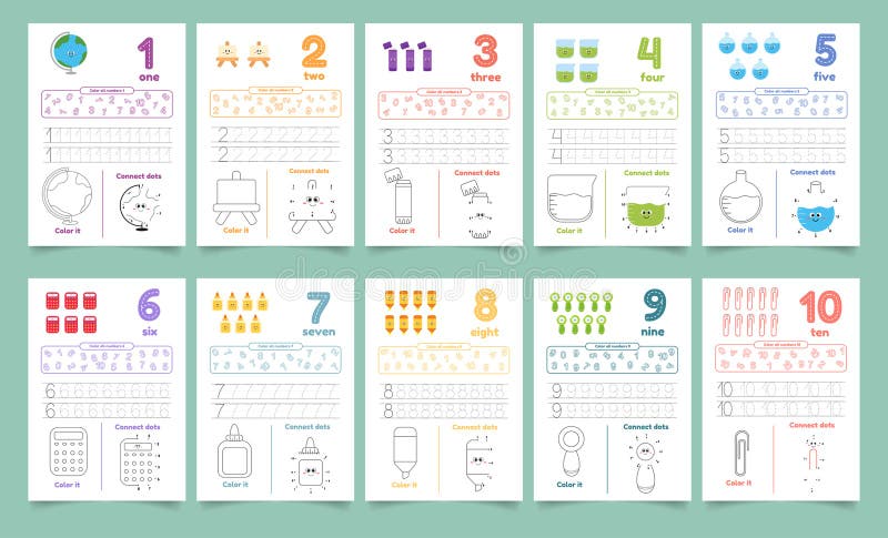 Activity Worksheets for Kids with Many Exercises. Learning Numbers from ...