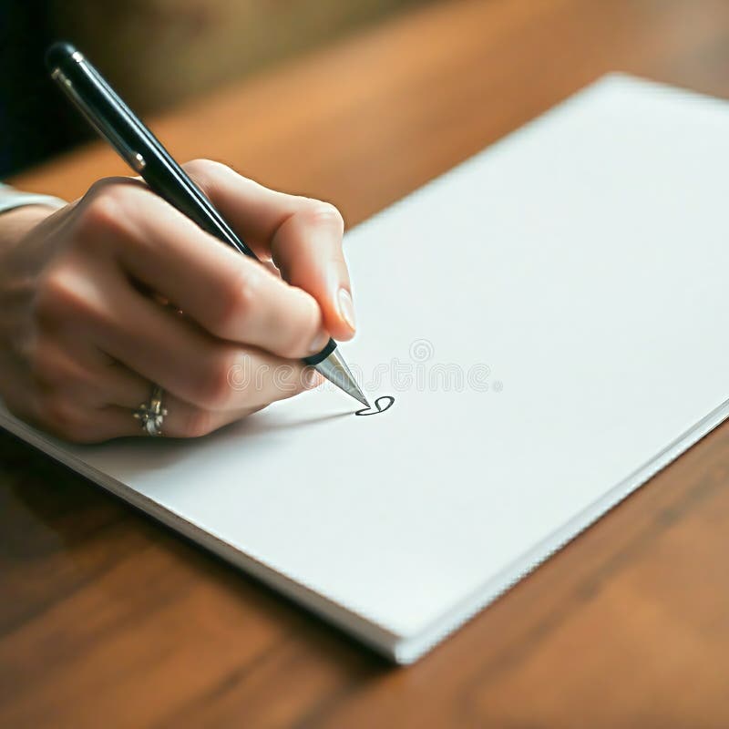 The Activity of Writing Something with a Pen on Paper Stock ...