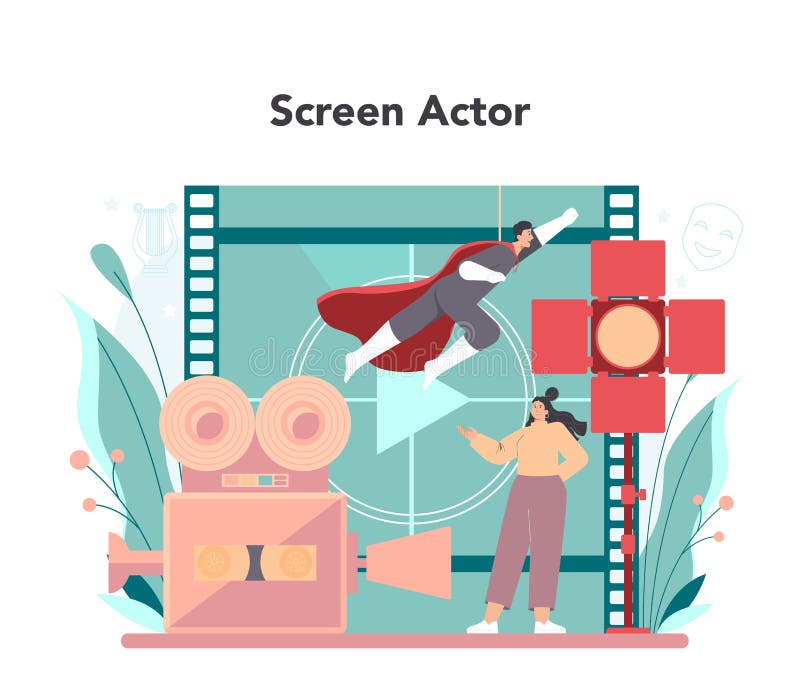 Actor and Actress Concept. Movie Production Cast Member Stock Vector ...