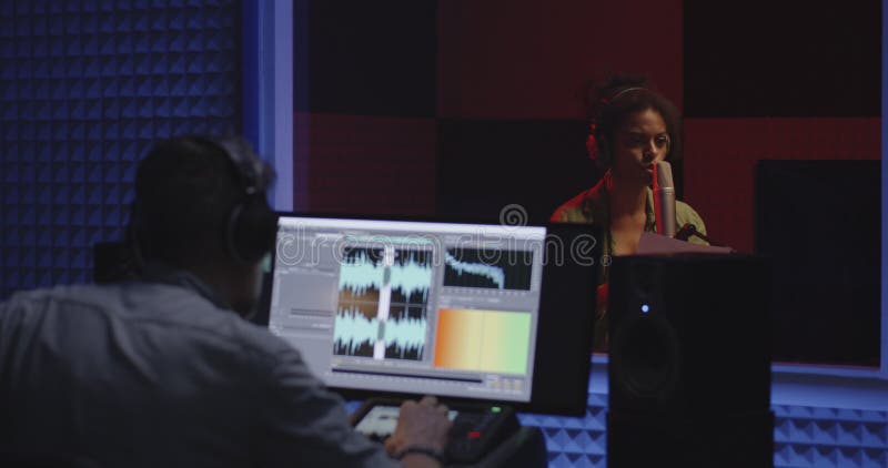 Actor Doing Voice Over in Sound Studio Stock Video - Video of equipment ...