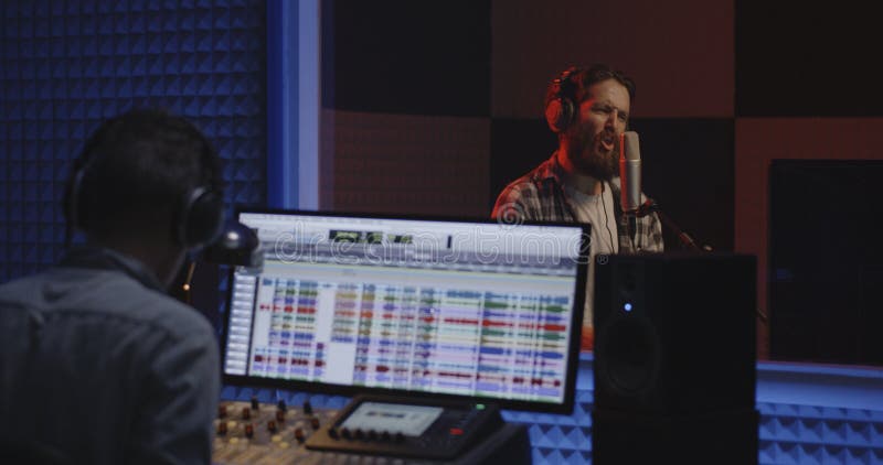 Actor Doing Voice Over in Sound Studio Stock Image - Image of equipment ...