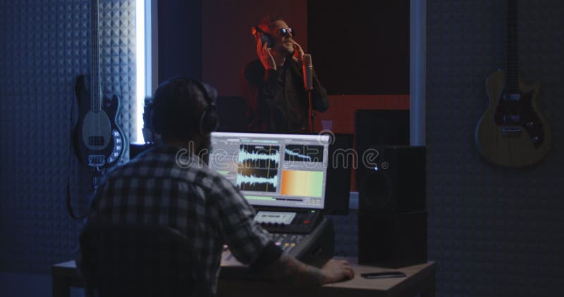Actor Doing Voice Over in Sound Studio Stock Image - Image of screen ...
