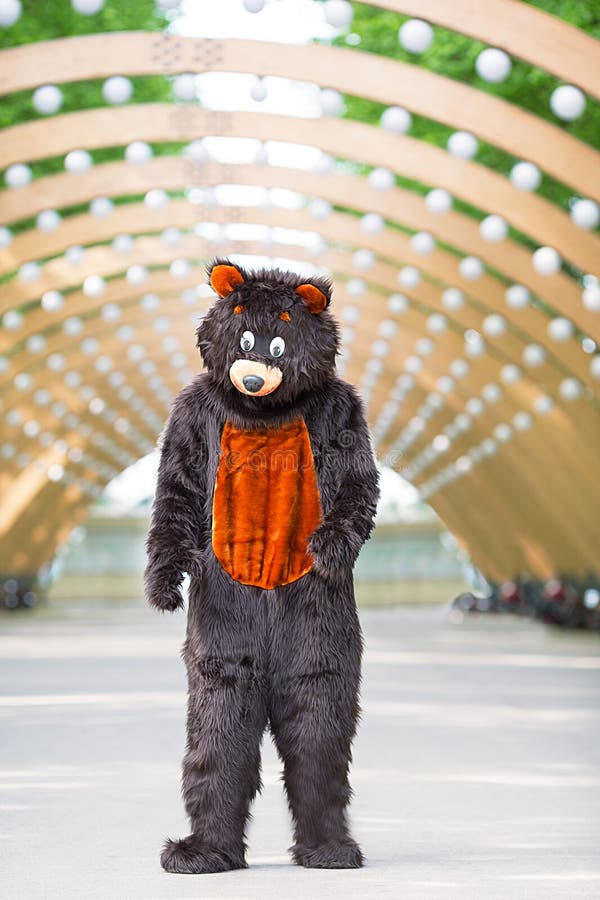 Actor Dressed As Bear Walks in the Park Under the Stock Photo - Image ...