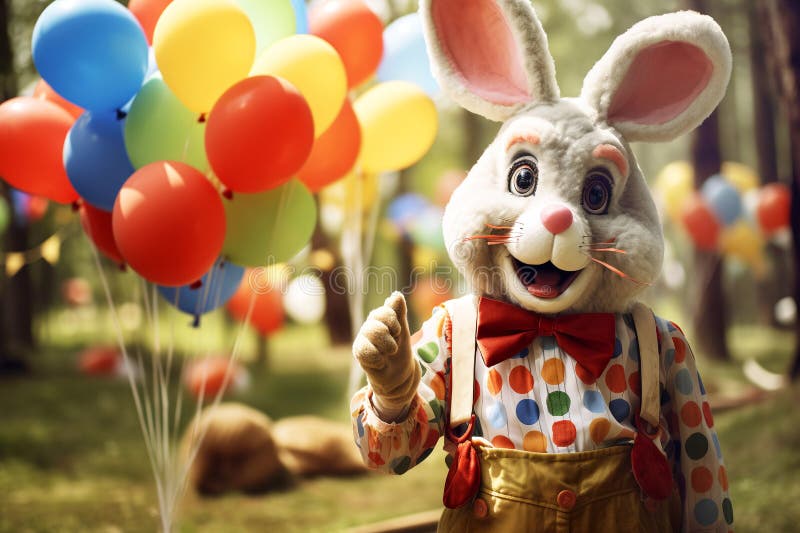 Actor Dressed As an Easter Bunny at a Children S Party in Park Stock ...