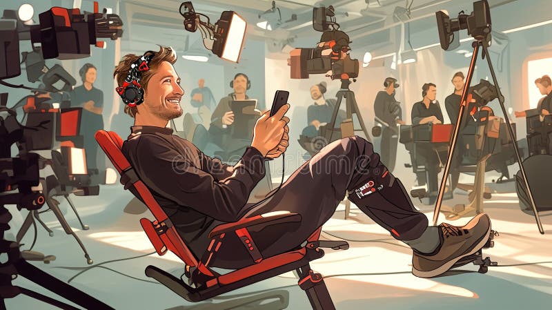 Actor in a Motion Capture Studio Surrounded by Equipment and Crew ...