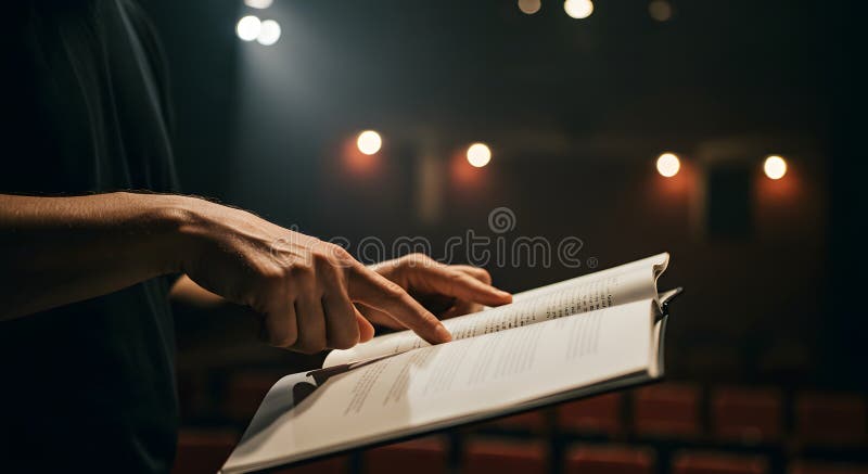 Reading in the Spotlight stock photo. Image of fingers - 370891240