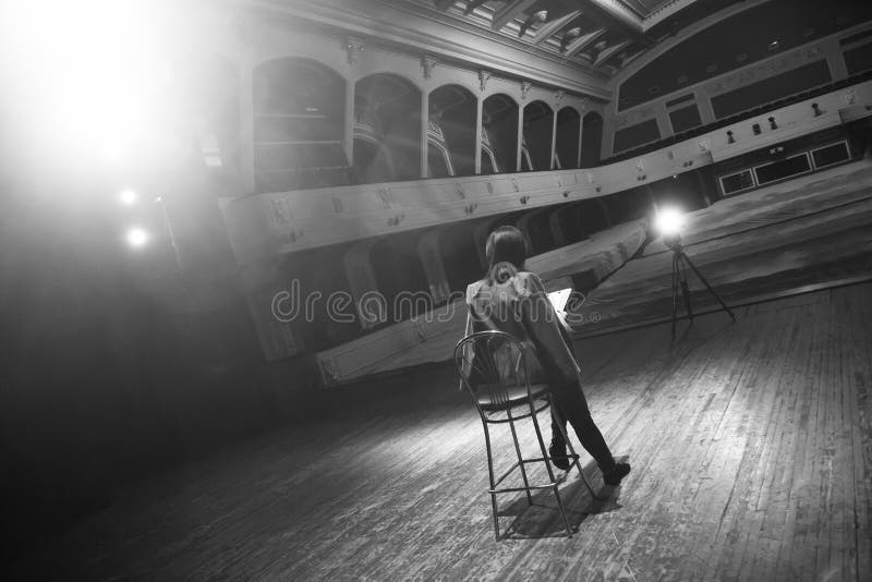 Actor rehearsing on stage editorial stock image. Image of scene - 137470699