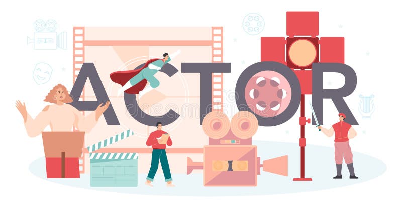 Actor Typographic Header. Theatrical Performer or Movie Production ...