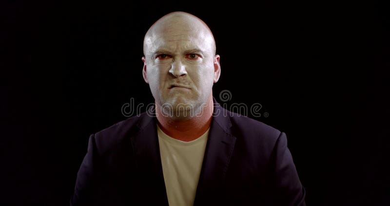 Actor with White Makeup on Face is Showing Aggressive Expression ...