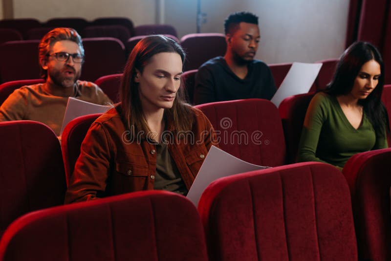 Actors and Actress Reading Scripts in Stock Photo - Image of rehearsing ...